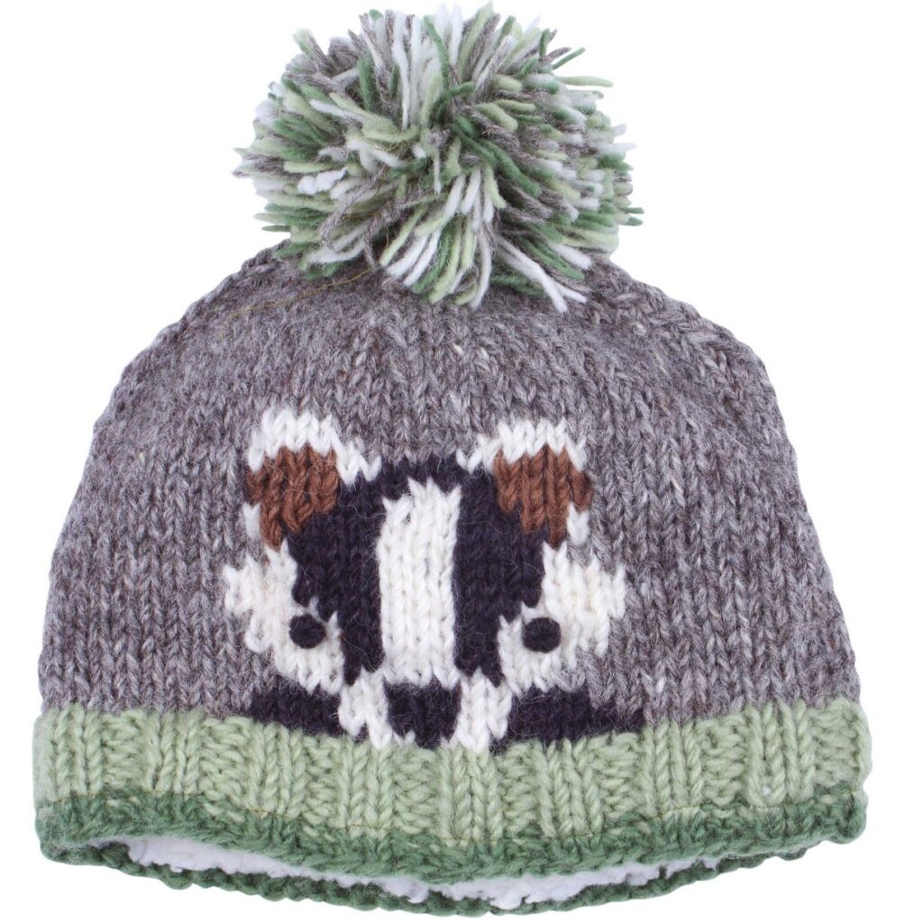 Fairtrade Children's Pure Wool Badger Bobble Hat - Wild Wool
