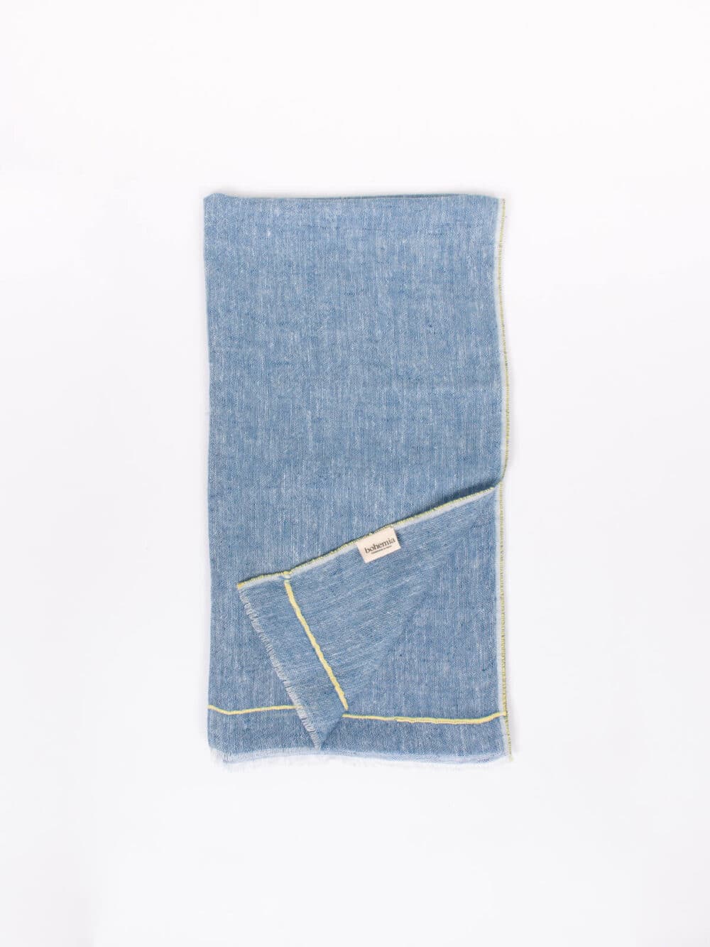 Indigo and Lemon Linen Scarf - Wild Wool