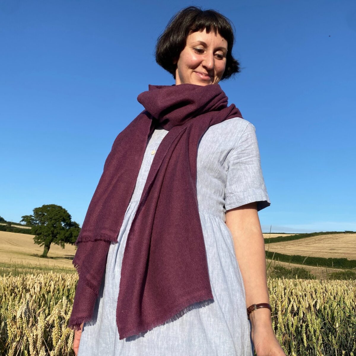 Plum Fairtrade Cashmere Shawl - Wild Wool